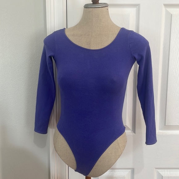 Danskin | Tops | Danskin Leotard Vintage 98s Long Sleeve Purple High ...